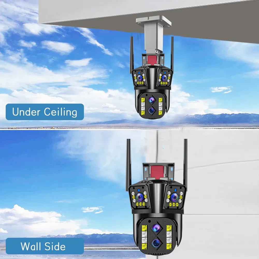 LLSEE 16MP 8K 4-lens CCTV wireless outdoor IP security camera 360 PTZ 10X optical zoom two-way ...