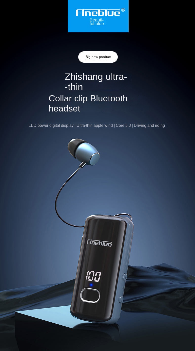 Telescopic collar clip Bluetooth earphone F580, with long standby time ...