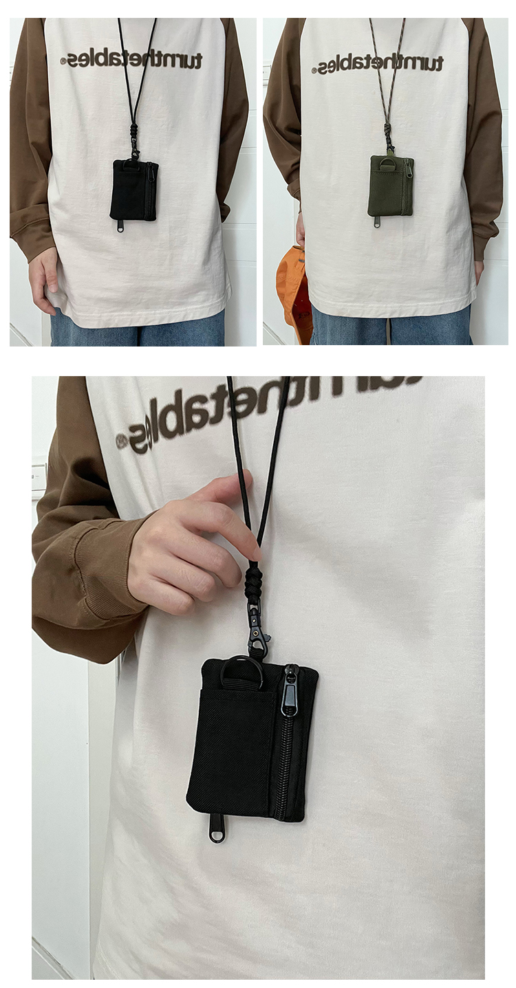 Original Japanese Canvas Neck Pouch – Mini Coin & Card Holder with ...