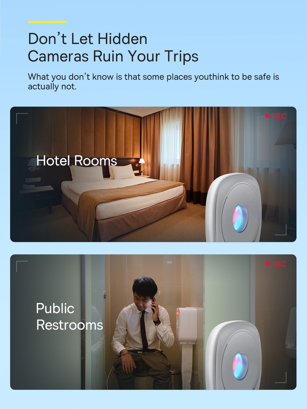 Baseus Portable Pinhole Hidden Lens Detector Anti-Peeping Camera ...