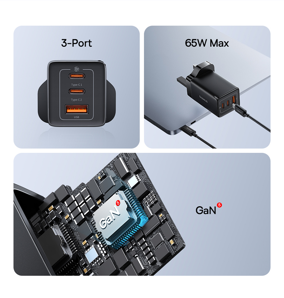 Baseus GaN5 Pro Fast Charger 2C+U UK For Phone Laptop (65W) | Shopee ...