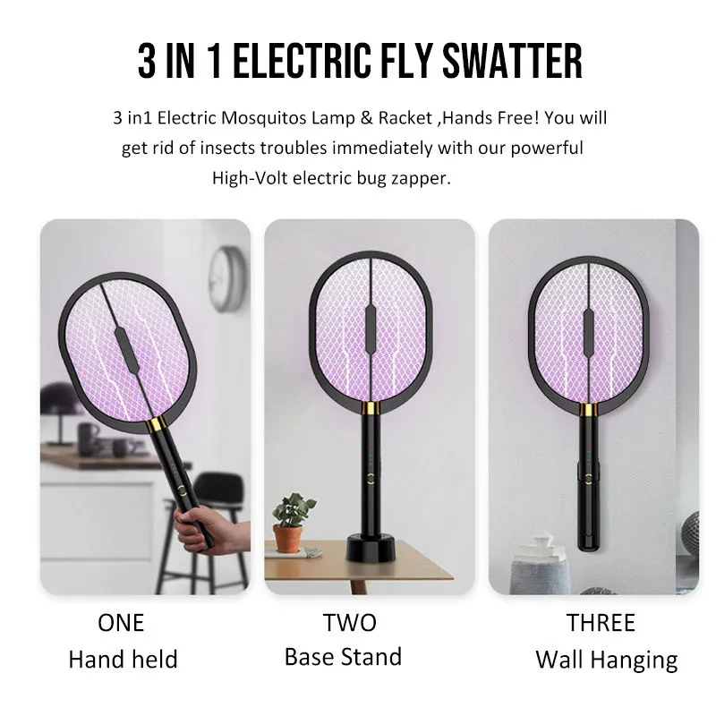 3 in 1 Mosquito Killer Lamp Electric Mosquito Insects Swatter Racket ...