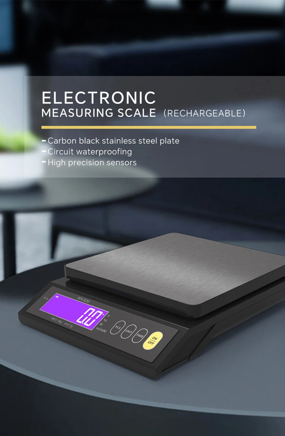 5kg/10kg Rechargeable Digital Electronic Kitchen Scale Household ...