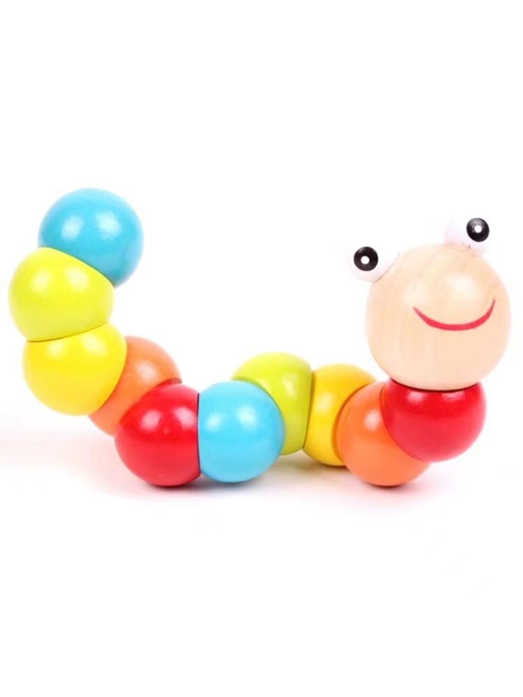 Wooden Variety Colorful Twisted Worm Caterpillar Beads Quantity Color ...