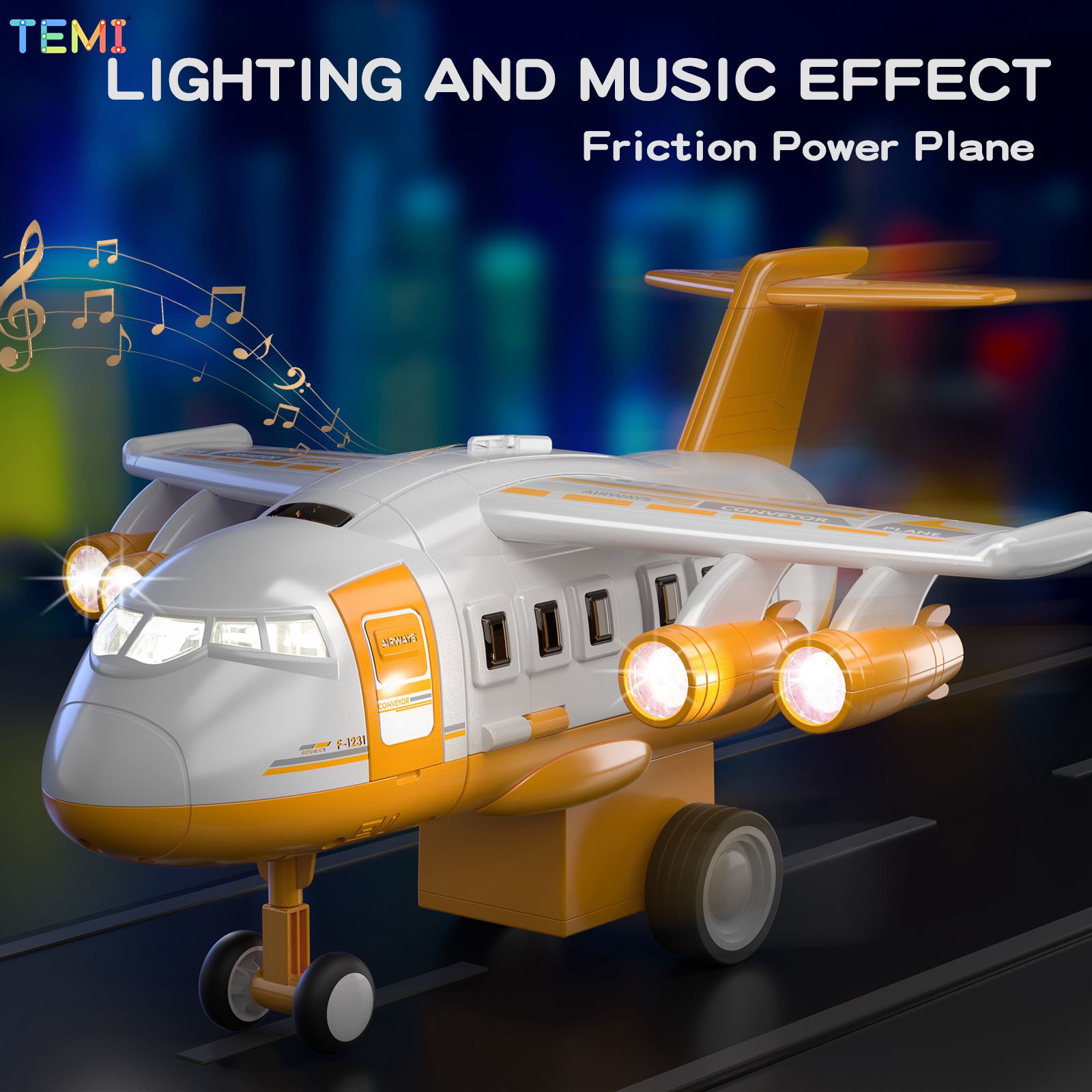 TEMI Red Yellow Aircraft Adventure Toy Car Adventure Toy Children's Toy ...