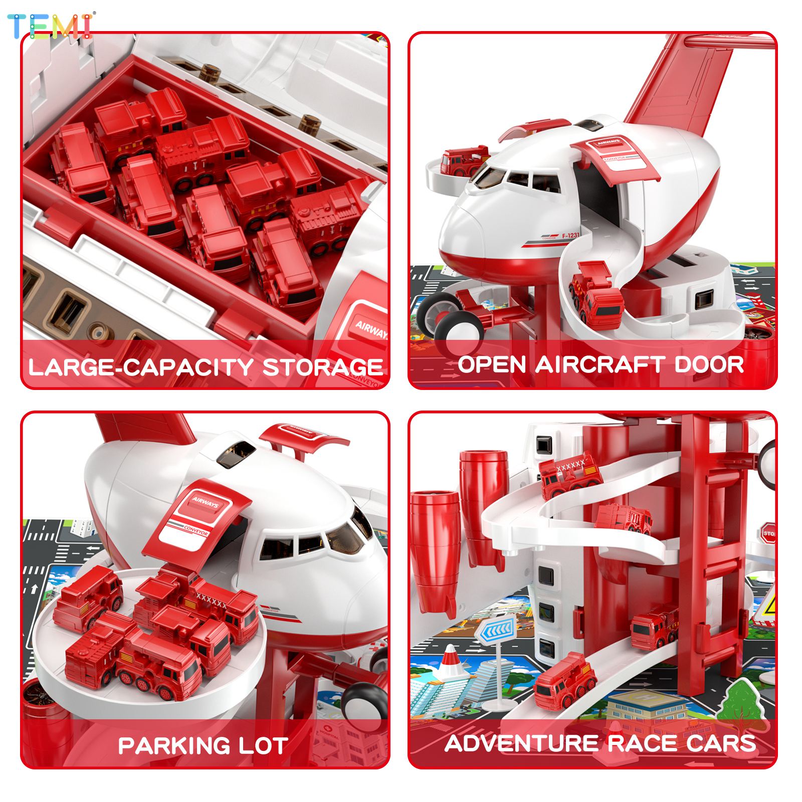 TEMI Red Yellow Aircraft Adventure Toy Car Adventure Toy Children's Toy ...