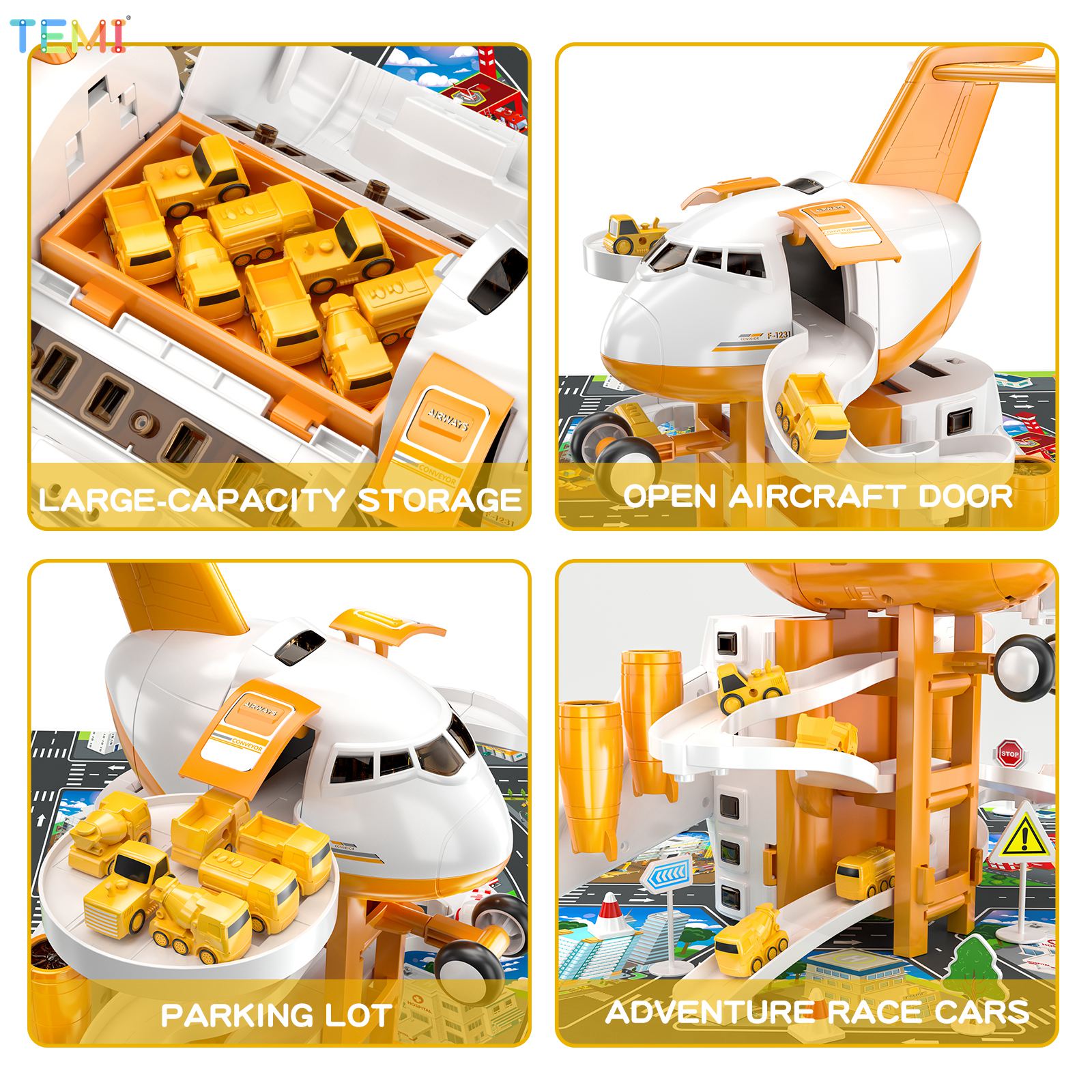 TEMI Red Yellow Aircraft Adventure Toy Car Adventure Toy Children's Toy ...