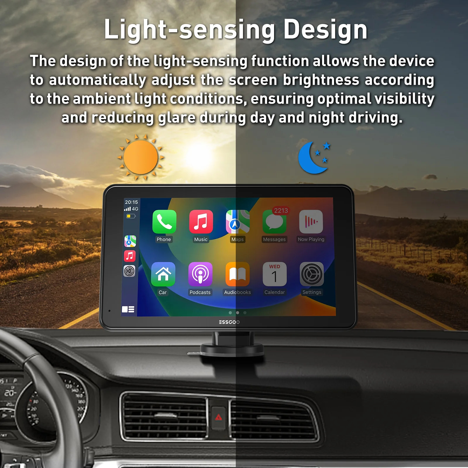 ESSGOO 7-inch portable stereo player wireless carplay&Android Anto MP5 ...