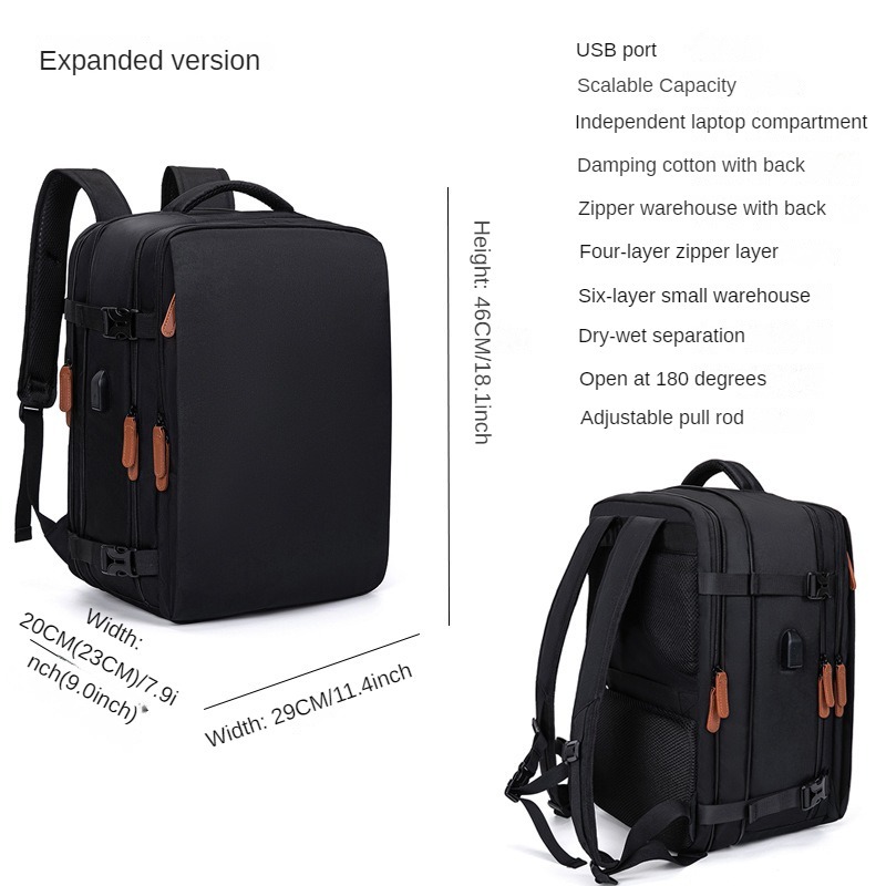 my available unisex Travel Bagpack expandable waterproof cabin size ...