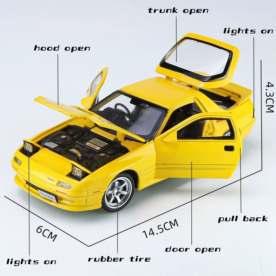 1:32 Scale Mazda RX7 Alloy Car Model Diecast Car Sound Light Car Lovers ...