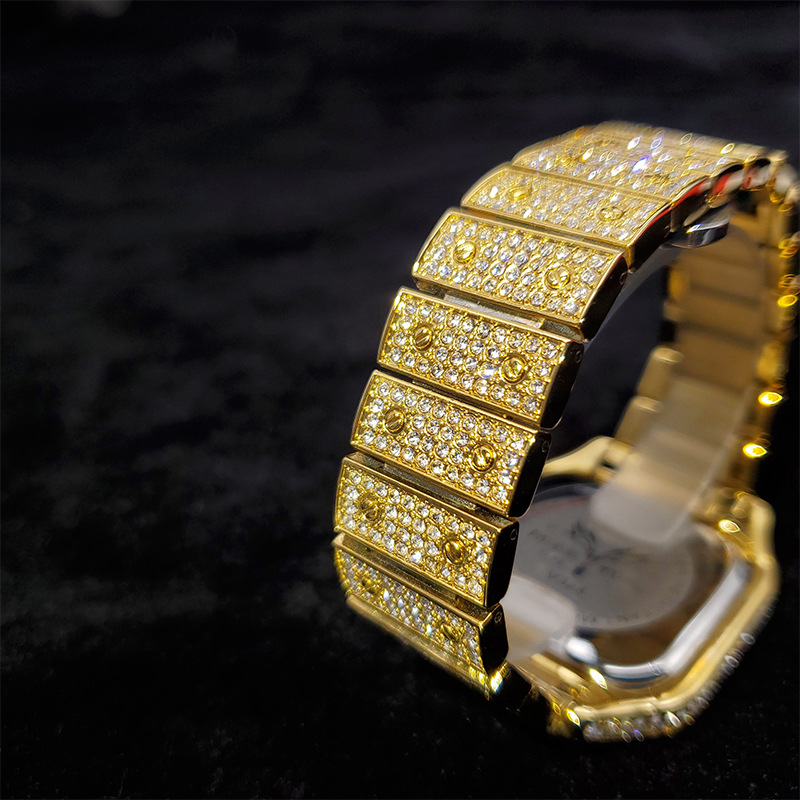 MISS FOX Men's Trendy Gem Watch High end Hip Hop Set Diamond Square ...