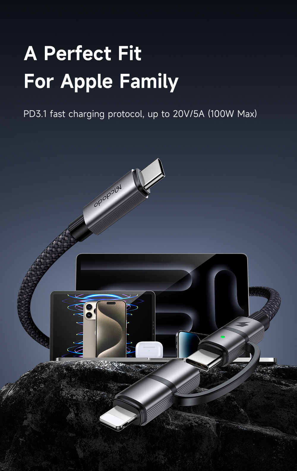 Mcdodo100W Type-C Cable Support iP 15 Pro Max 36W 2 in 1 Compatible ...
