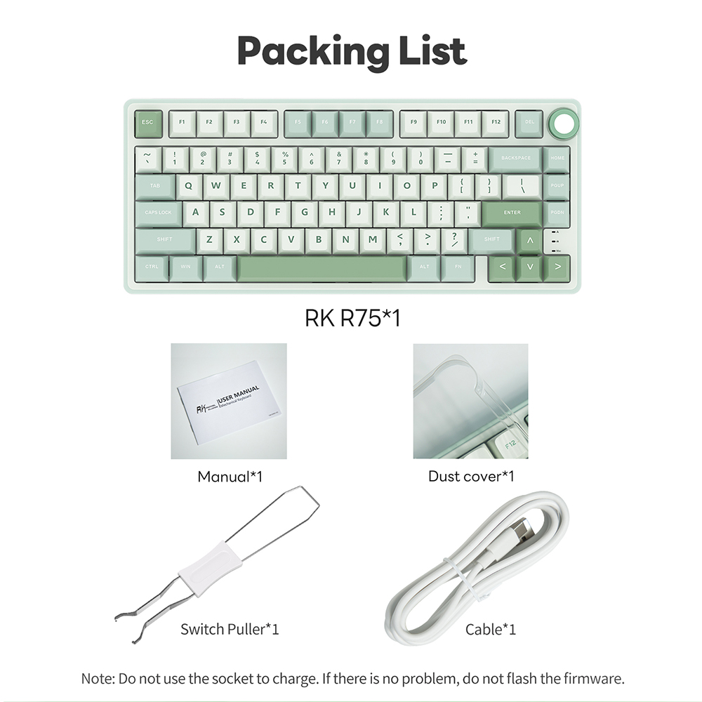 NEW RK R75 RK ROYAL KLUDGE SkyCyan 80 Key Gasket Wired Mechanical ...