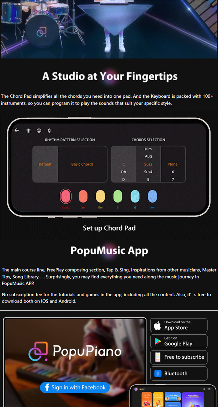 【PopuMusic】PopuPiano Smart Portable Piano MIDI Controller | Shopee Malaysia