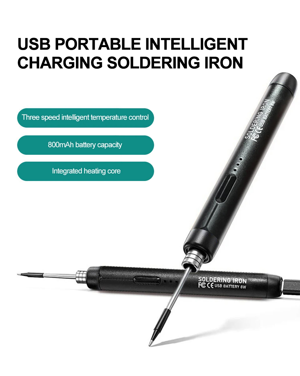 5V 8W Type-C Charging Electric Soldering Iron Portable Cordless ...