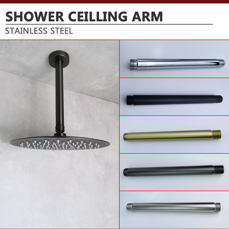 8/10 Inch Round Top Shower Black Stainless Steel Black Brushed Gold ...