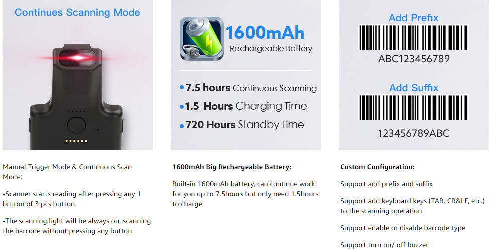 Eyoyo Upgraded 2D QR Code Scanner Bluetooth Android Barcode Scanner ...