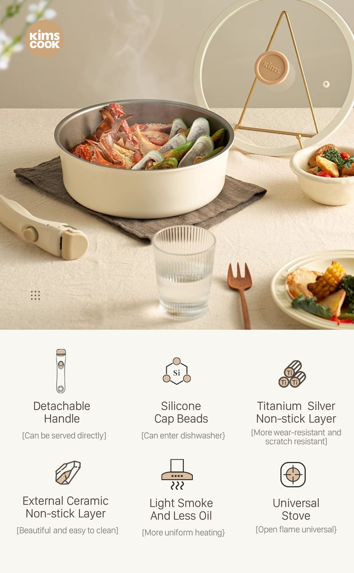 Korea Kimscook GEN.2 Cookware Set (18cm Pot/24cm Pans/Steamer) with ...