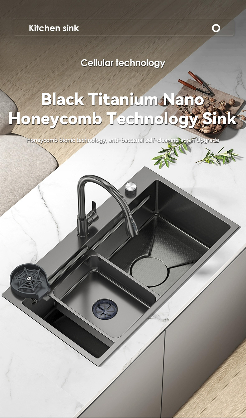 Nano Honeycomb Sinki Dapur 304 Stainless Steel Kitchen Sink Bowl ...