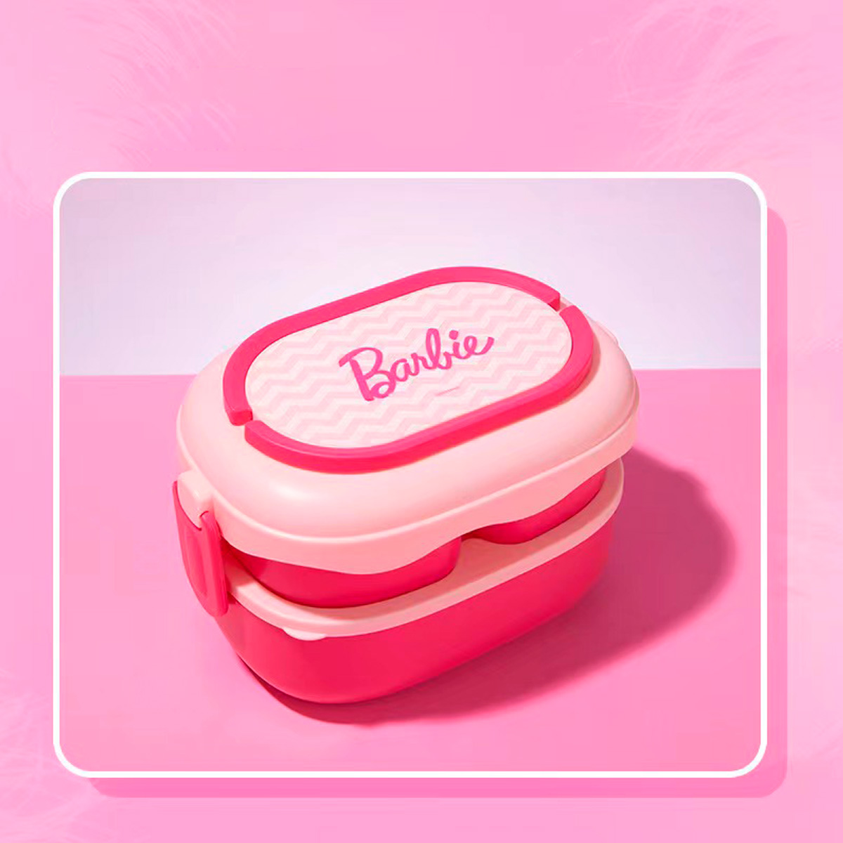 MINISO X Barbie Double Layer Lunch Box with Fork and Spoon 1600ml 2in1 ...