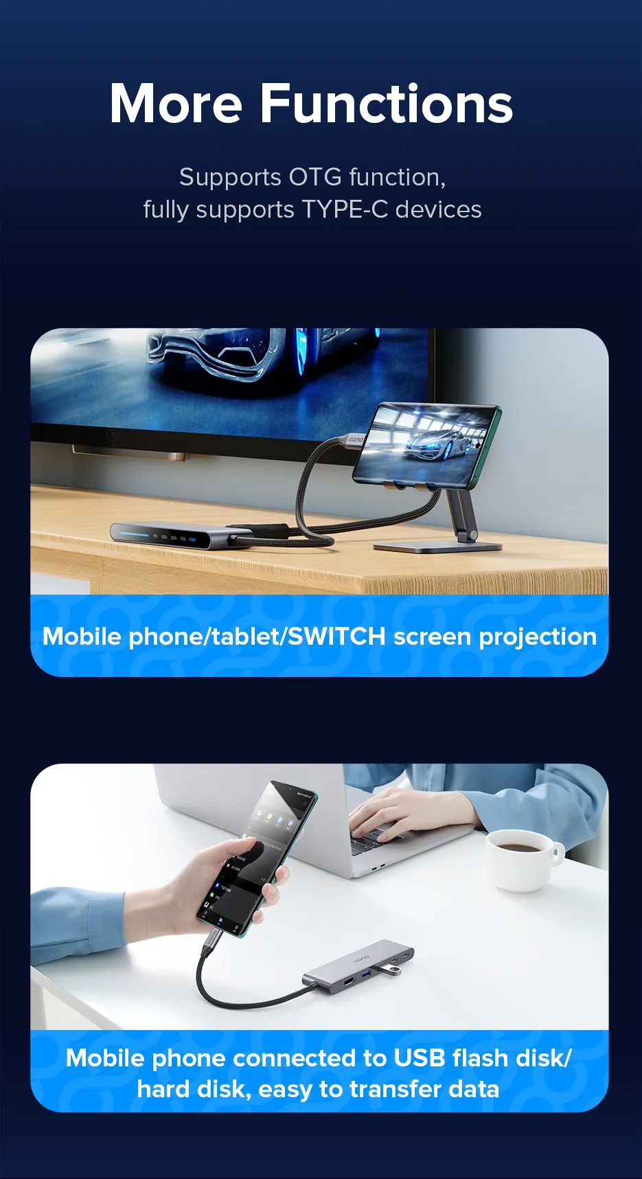 llano 5 in 1 Docking Station USB-C to USB/Type-C 3.2 HDMI 4K 60HZ PD ...