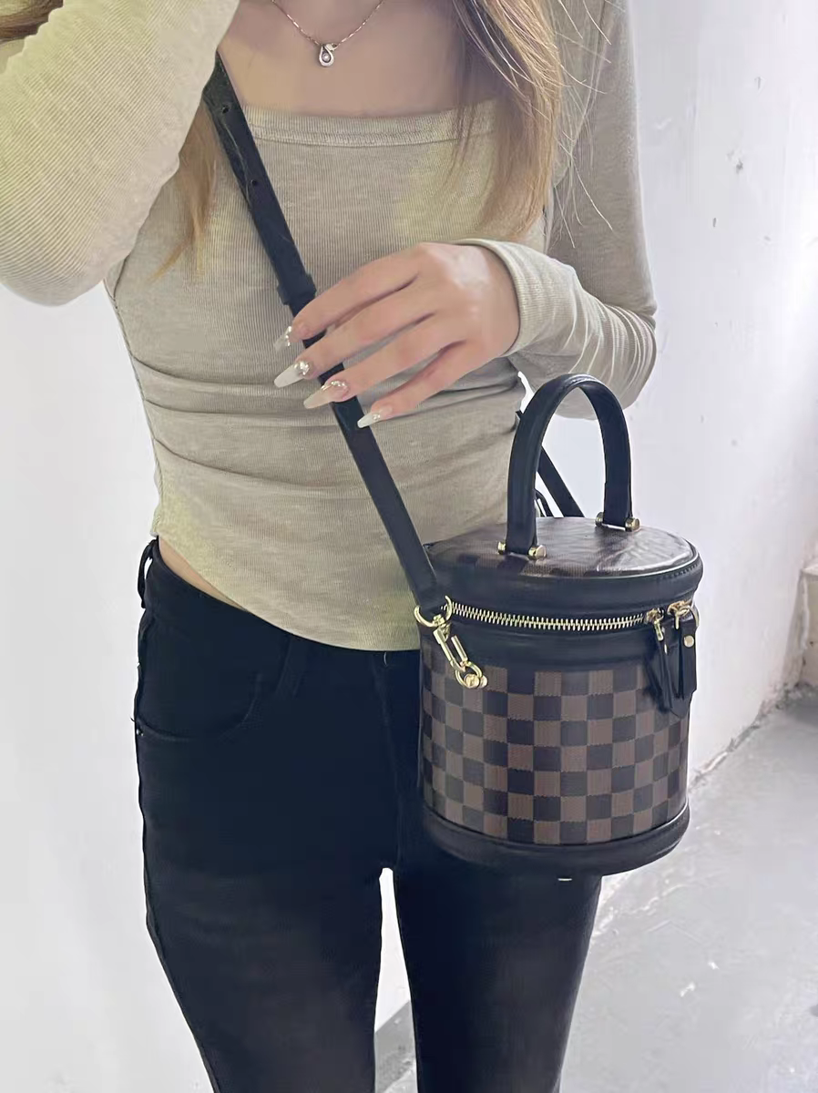 POPSEWING® Checker Bucket Bag Top Grain Leather DIY Bag Kits | Shopee ...