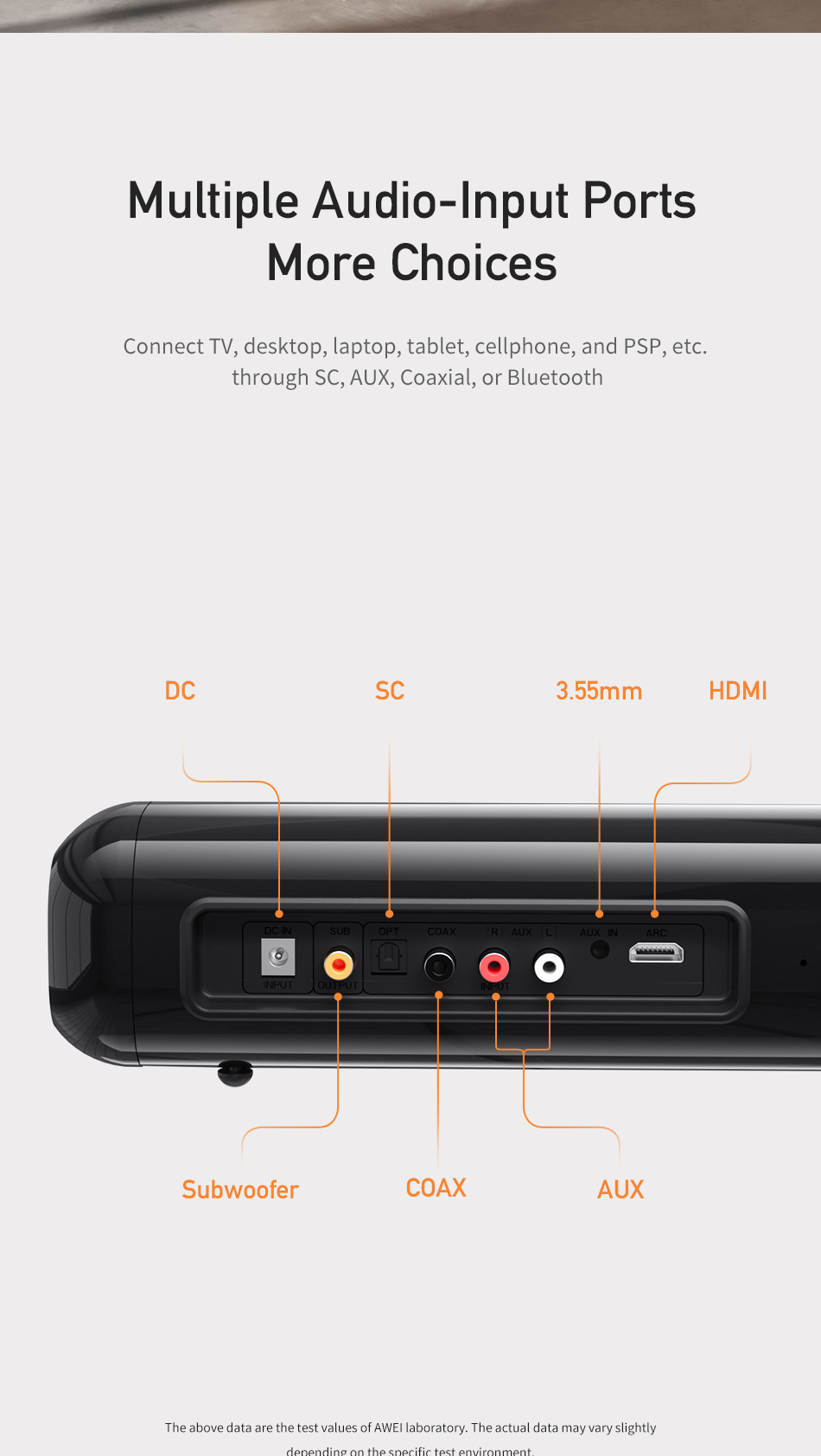 Awei Y520 110W Home Theater Speaker TV Home Speaker Bass Soundbar ...