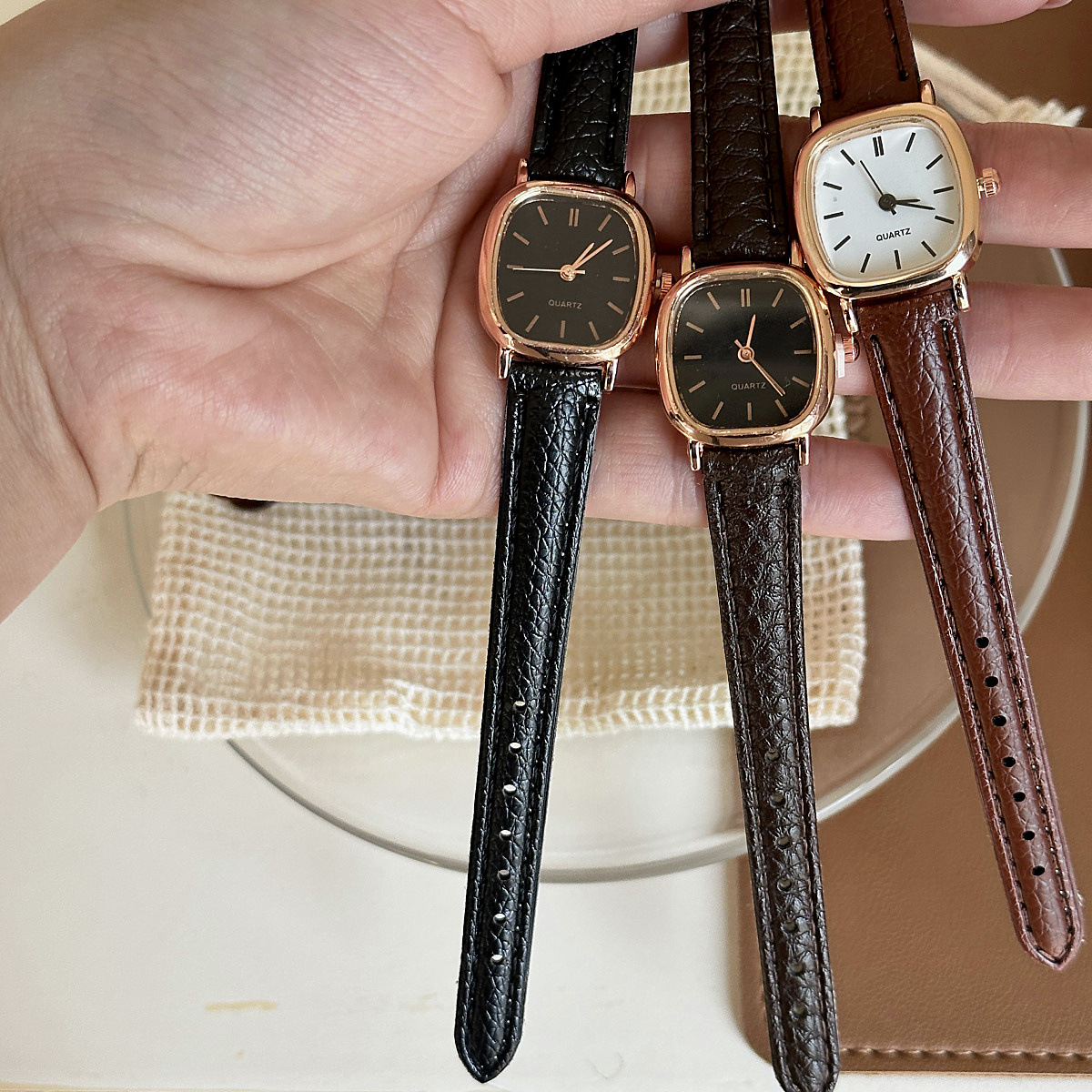 Women Watch Korean Thin Belt Simple Square Dial Stylish Digital Watch ...