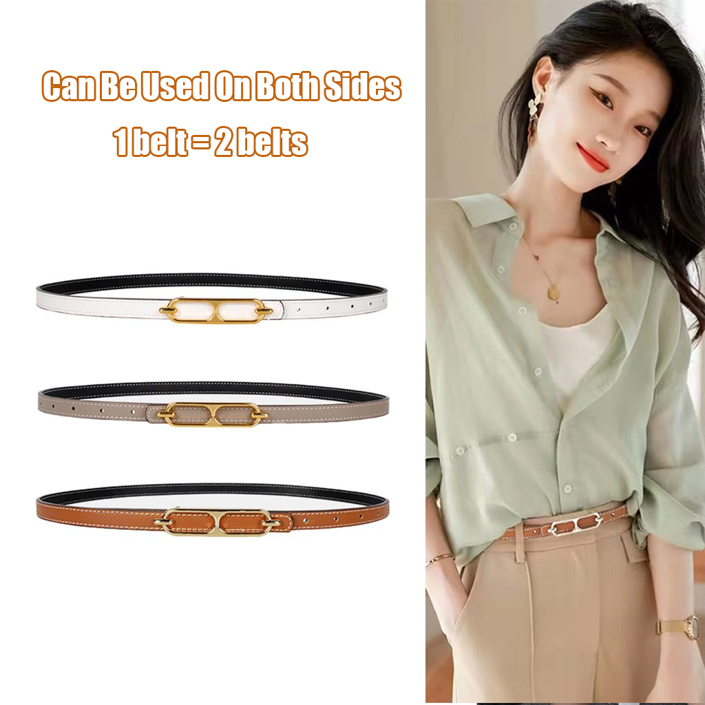 Belt Woman Casual Basic Porous Adjustable Double Sided Use Belt Tali ...
