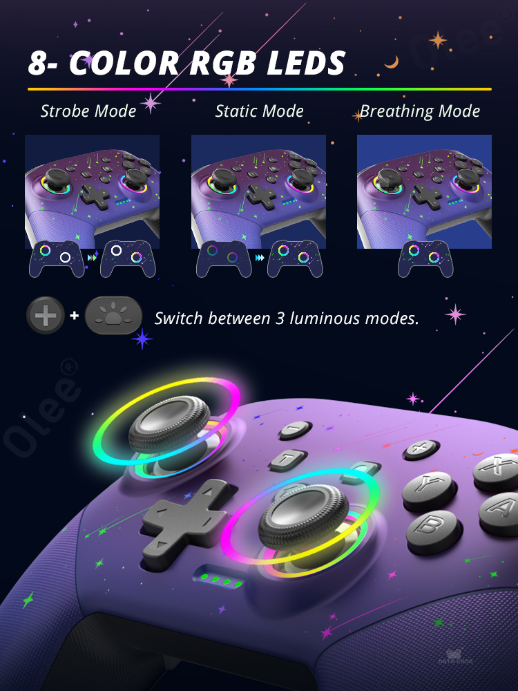 Switch Controller, LED Star Wireless Pro Controller for Switch/Lite/OLED, Multi-Platform Windows ...
