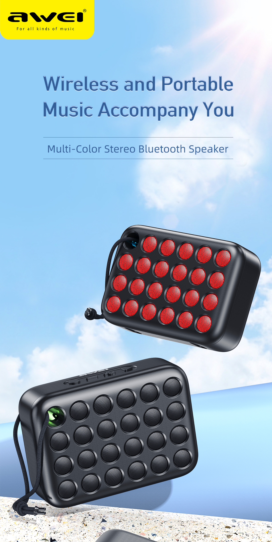 Awei Y385 Wireless Portable Outdoor Bluetooth Speaker Hifi Music Sound ...