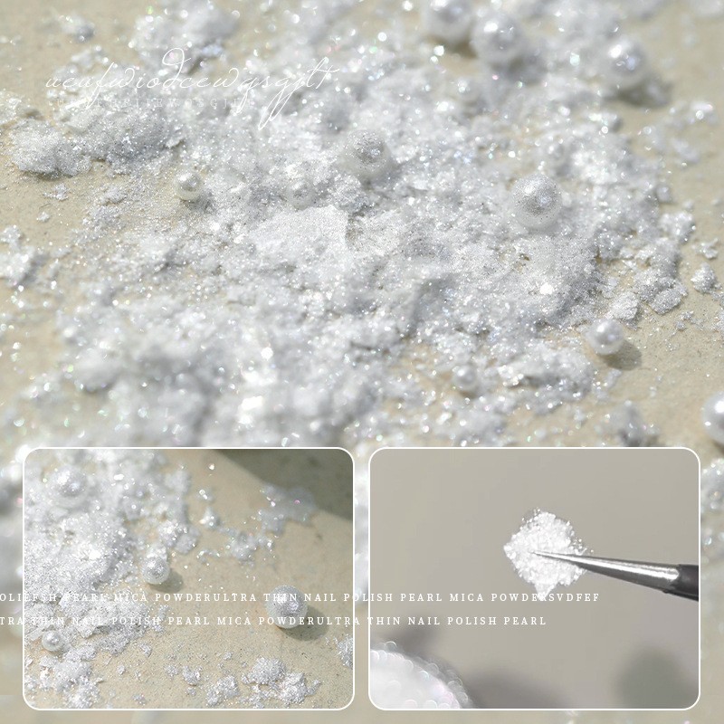 Rou Bao Nail White Moonlight Opal Powder Pearl Mica Sheet Sparkling ...