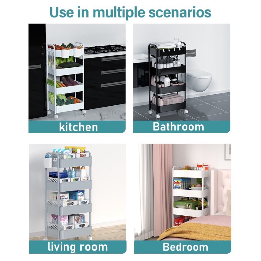 5 Tier Rak Troli Penyimpanan Multifunction Storage Trolley Rack Office ...