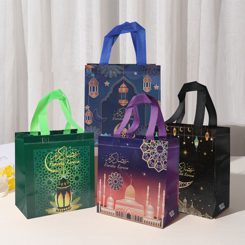 4pcs Ramadan MUBARAK Nonwovens Bag Moon Castle Bags Eid Handbag Eid ...