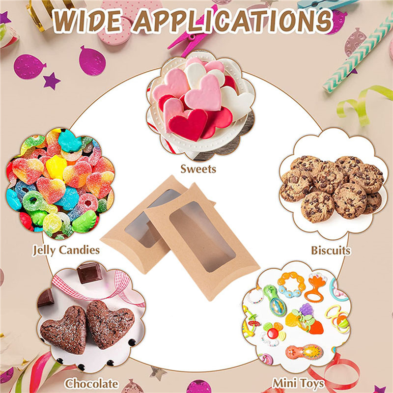 50pcs/pack Creative Candy Box Brown Kraft Paper Mini Gift Pillow Boxes ...