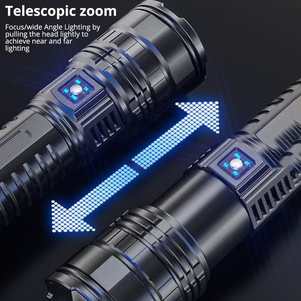 1000W flashlight rechargeable led torch light super bright emergency ...