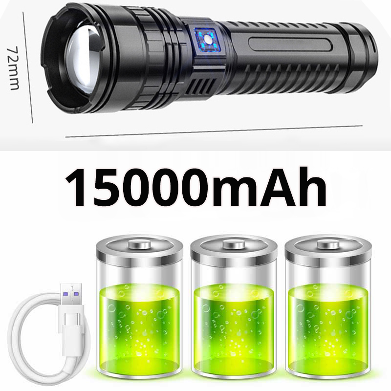1000W flashlight rechargeable led torch light super bright emergency ...