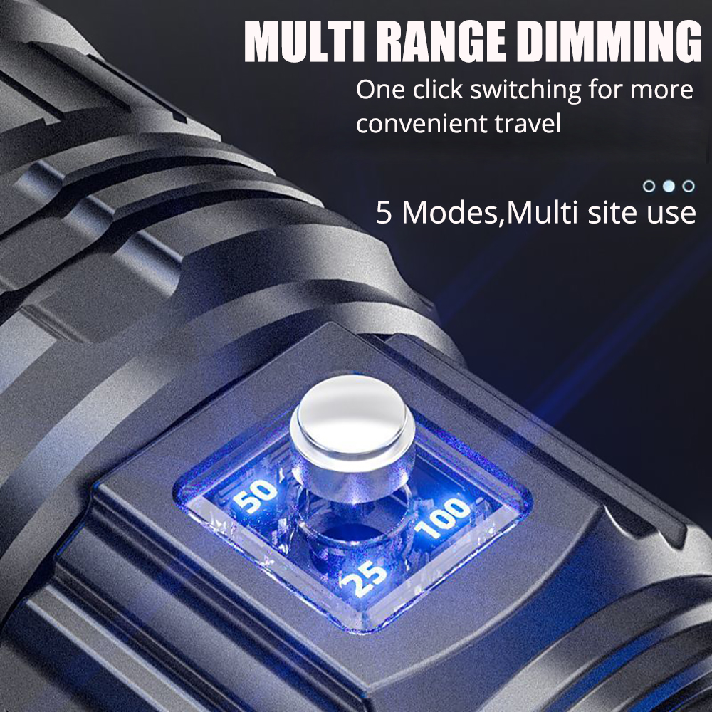 1000W flashlight rechargeable led torch light super bright emergency ...