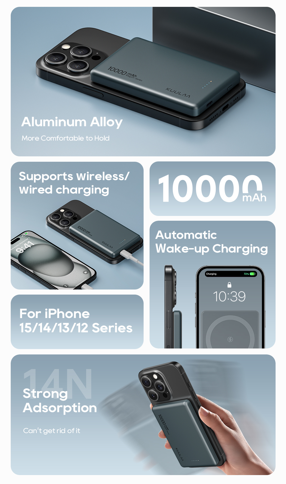 KUULAA 10000mAh Wireless magnetic suction charging bank Magsafe 20W ...