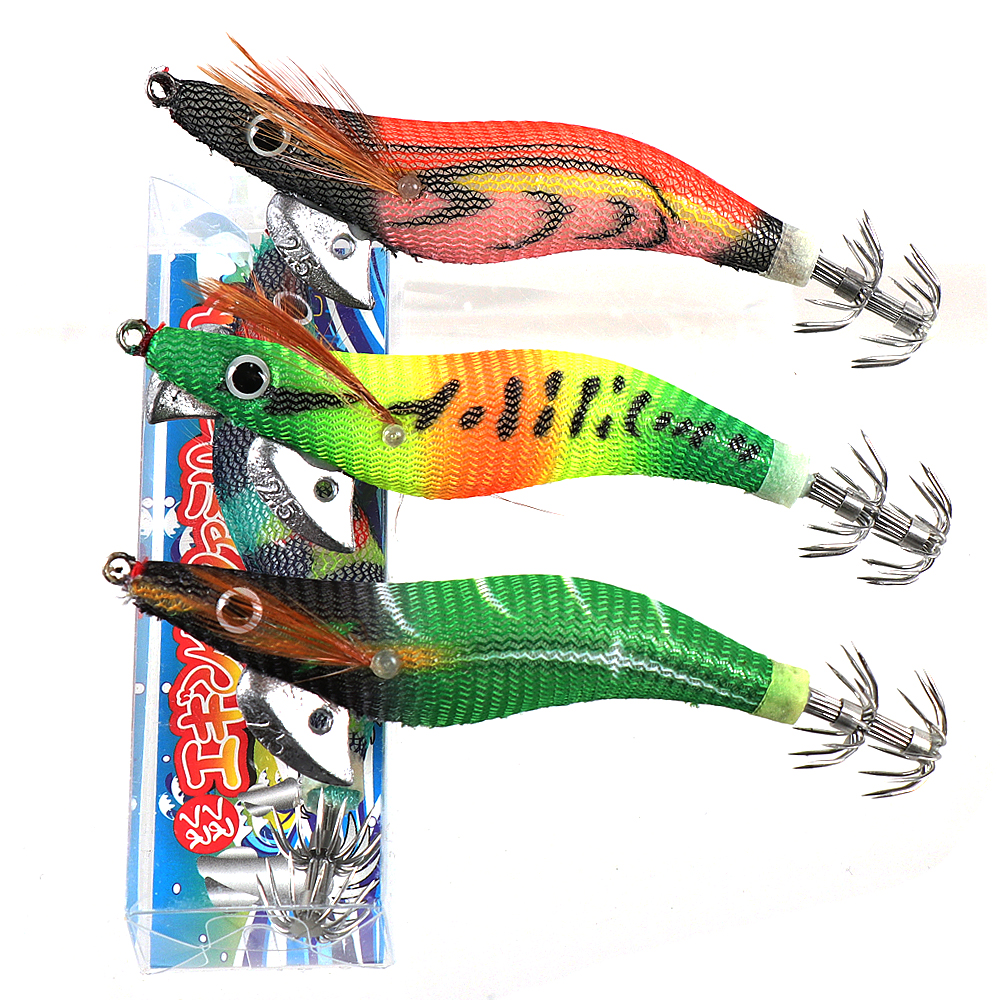 2.5# 3.0# 3.5# Squid Jig Hard Fishing Lures Shrimp Prawn Luminous Glow ...