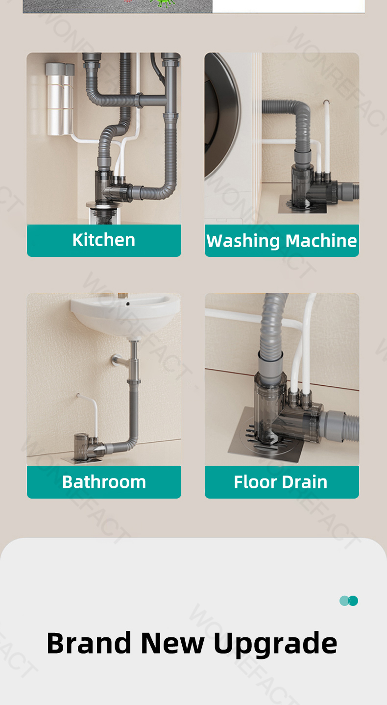 Bathroom Washing Machine Drain Connector Triple Drain Floor Cover Odor ...