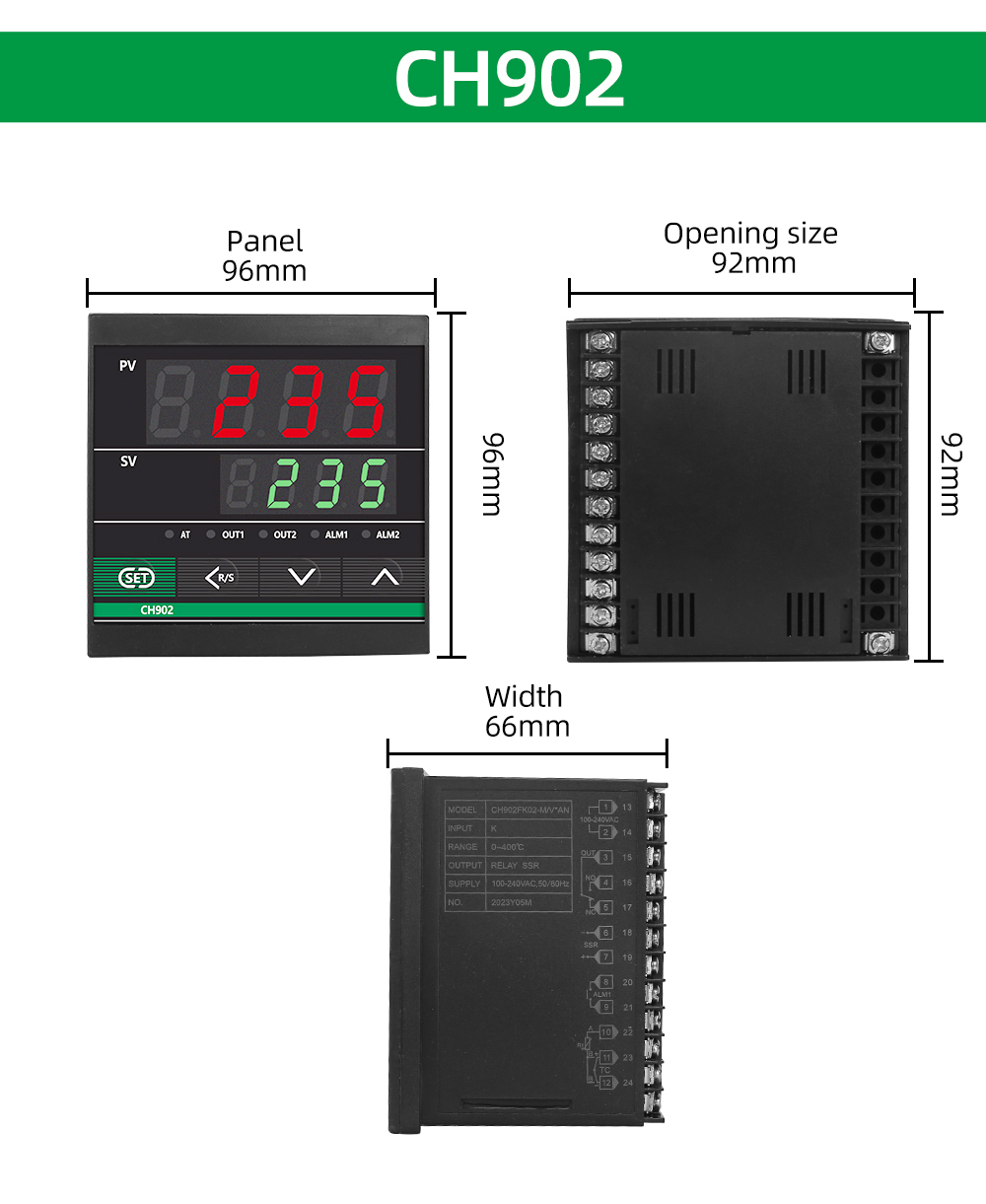 TAXNELE Thermostat Digital Temperature PID Controller CH102 CH402 CH702 CH902 SSR Relay output ...
