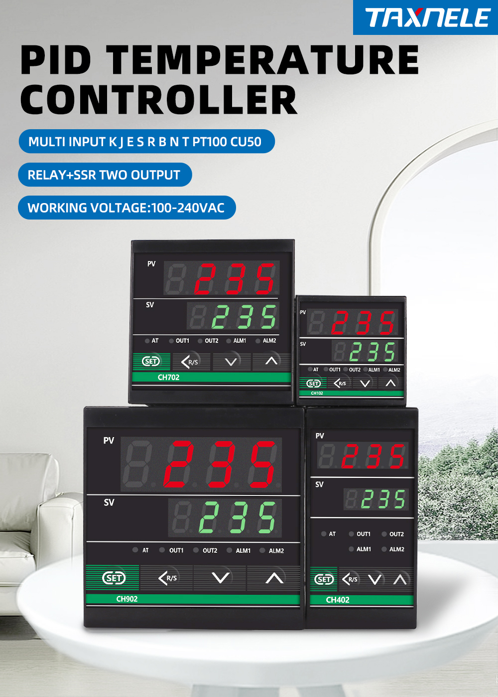 Dual Output Universal input Thermostat Digital Temperature Regulator PID Controller CH102 CH402 ...