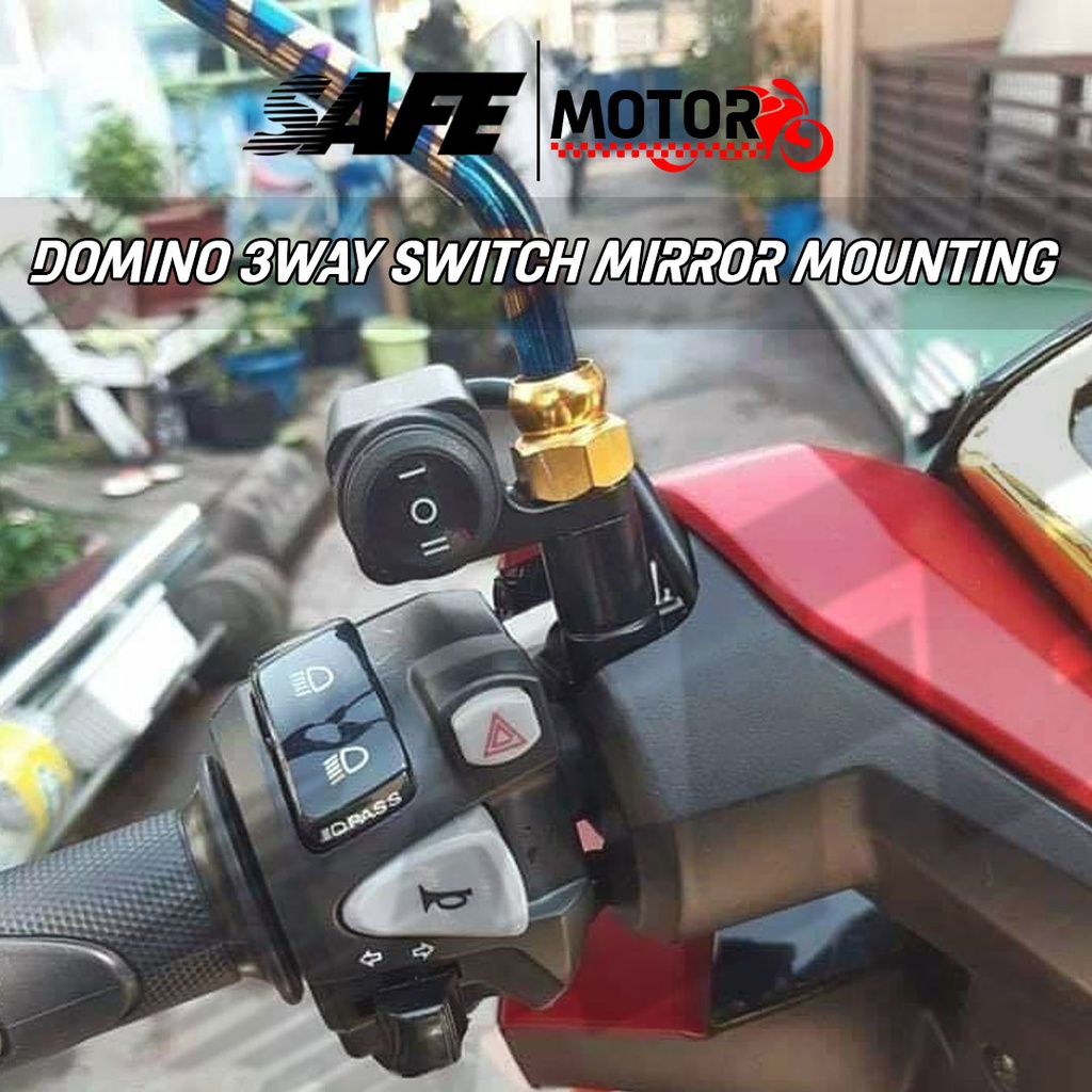 DOMINO UNIVERSAL 3 WAY SWITCH MOTORCYCLE / WATERPROOF MIRROR MOUNT MINI ...