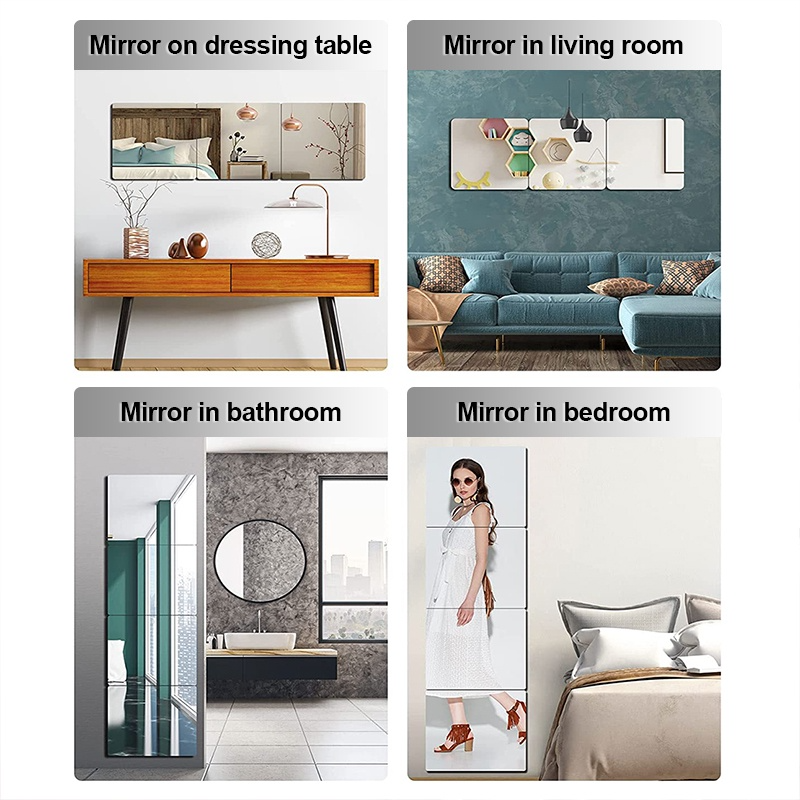 Self Adhesive Mirror Super Value 5 Pcs Tiles 2MM Thick Acrylic Stick On ...