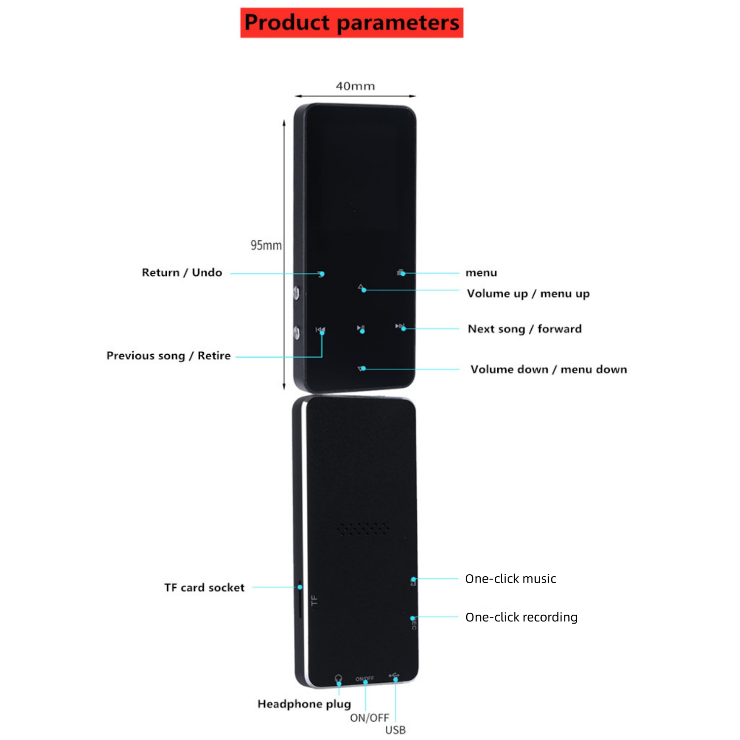 MP3 MP4 Walkman Student-specific Recorder Built-in capacity MP3 player ...