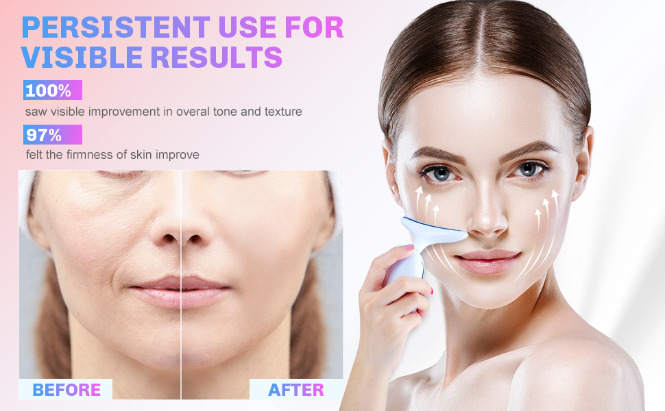 Hailicare Neck Face Massager Slimming Vibration Red&Blue Light Led Photon Therapy V Line Lifting ...