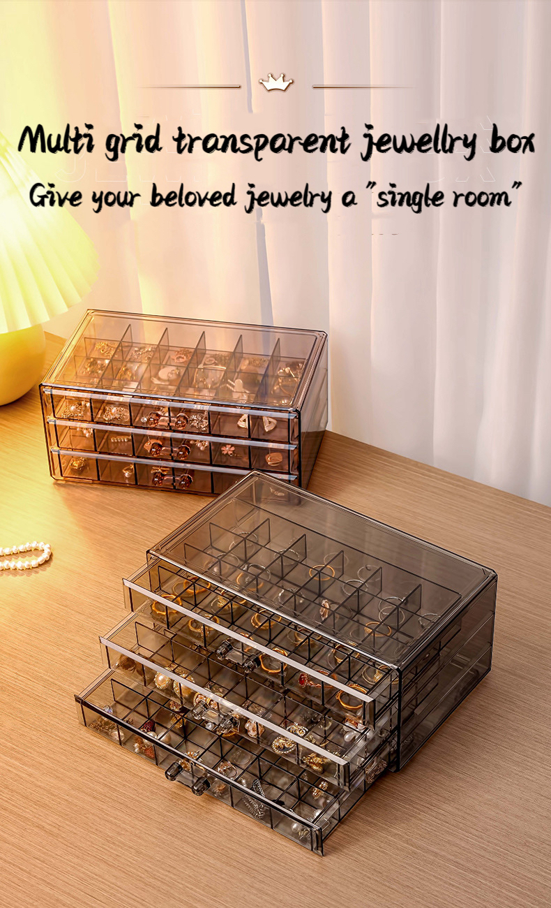 Transparent Jewellery Box Anti Oxidation Earring Storage Large Capacity ...