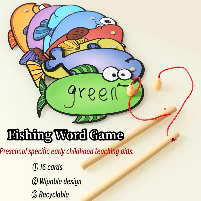 Early education puzzle toys with erasable and reusable small fish cards ...