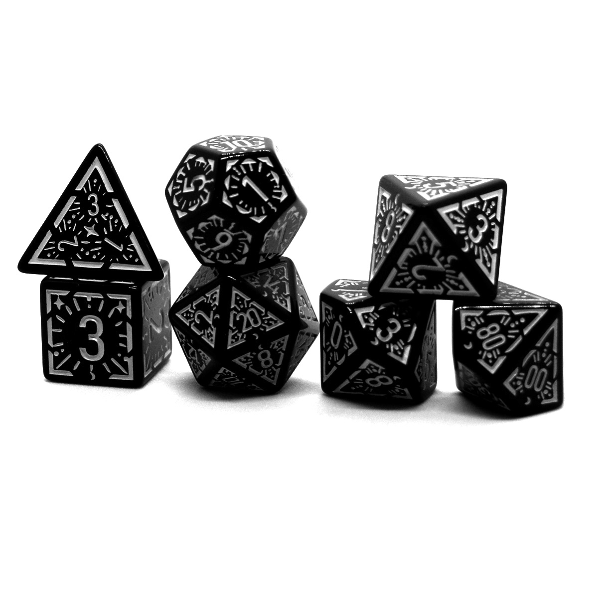 Classical Rune Relief Board Game Set TRPG Dice 7PCS Polyhedral Table ...